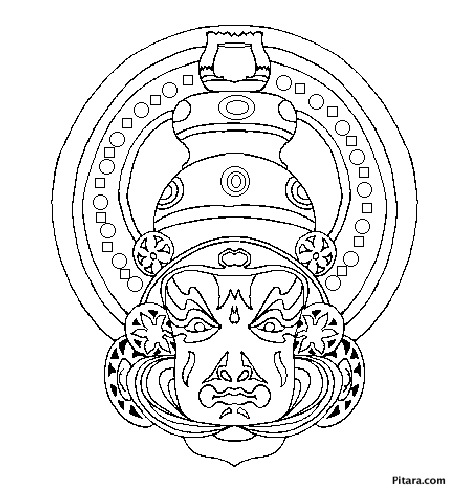Kathakali Outline Drawing Painting Mural Kerala Drawings Face Mask ...